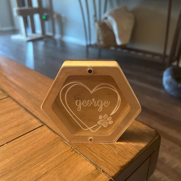Wooden Pet Hair Memorial Box, Personalised Pet Fur Keepsake, Dog Hair ...