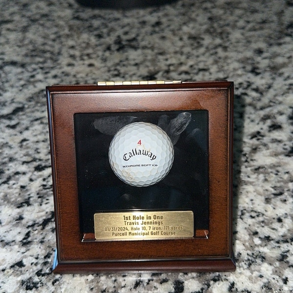Wood Golf Ball Display Case: Hole in One Gift, Custom Plaque - Etsy