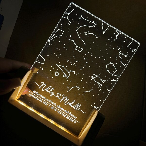 Personalized Constellation Chart Lamp Gift Star Map on Night Light Gift ...