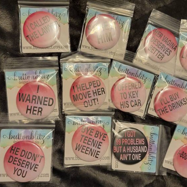 Just Divorced and Divorce Support Crew Pins, Divorced Party Pins ...