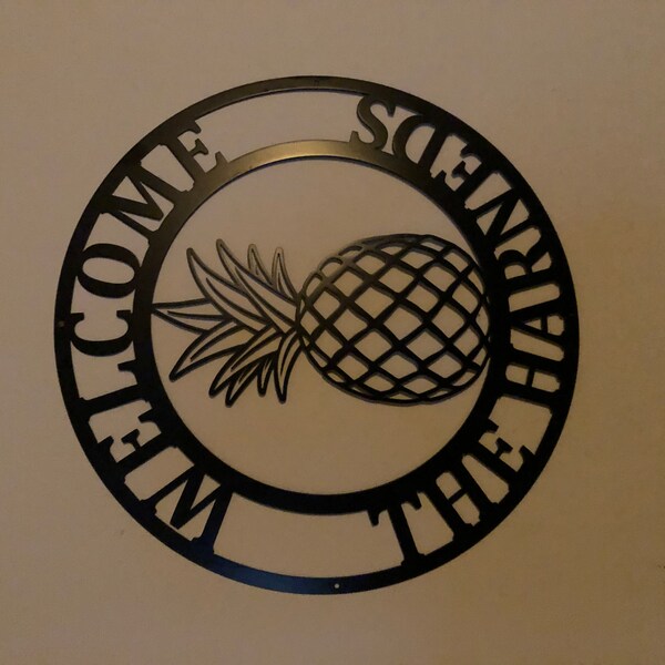 Personalized Pineapple Metal Sign - Housewarming Gift - Personalized ...