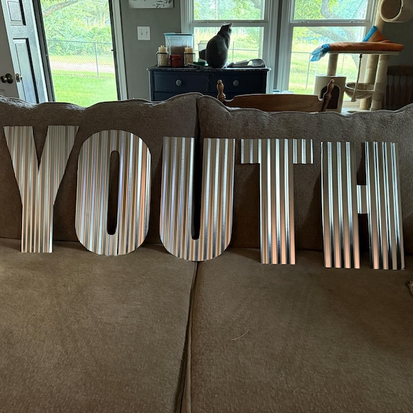 WELCOME Metal Letters Corrugated Galvanized Metal Word Business Sign ...