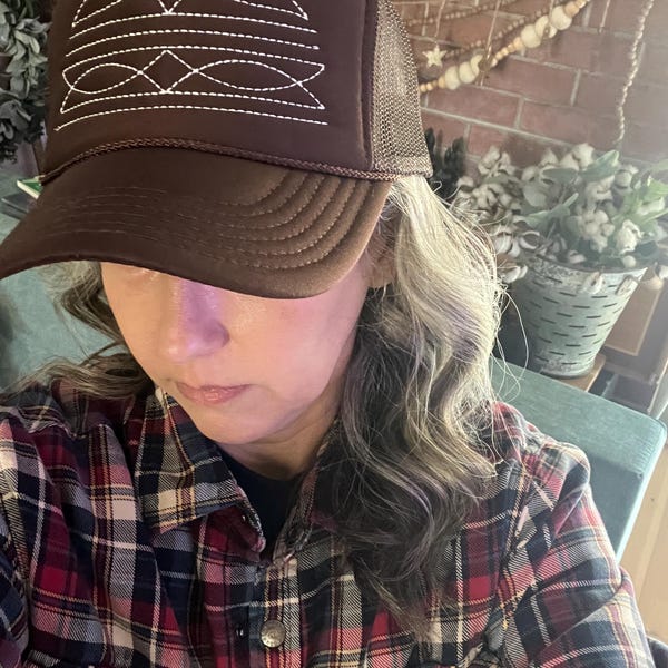 Embroidered Boot Stitch Trucker Hat - Customizable Western Cap - Etsy