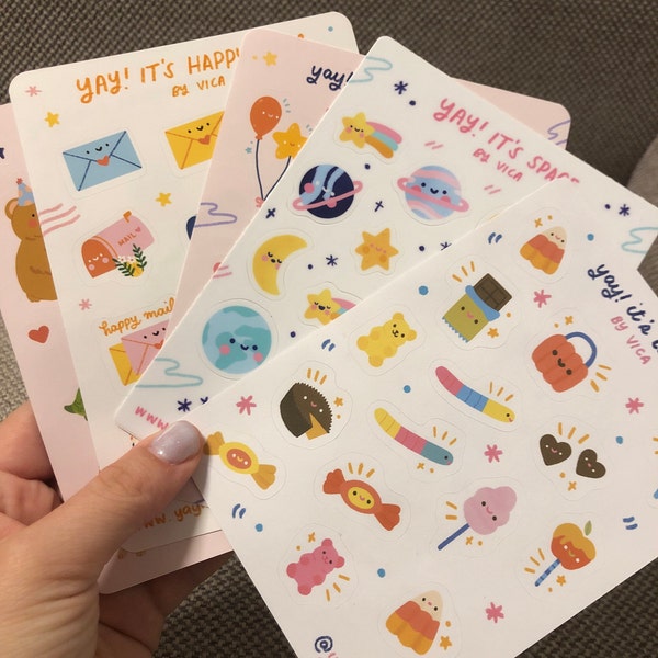 Happy Mail Sticker Sheet - Kawaii Stickers - Cute Stationery - Journal ...