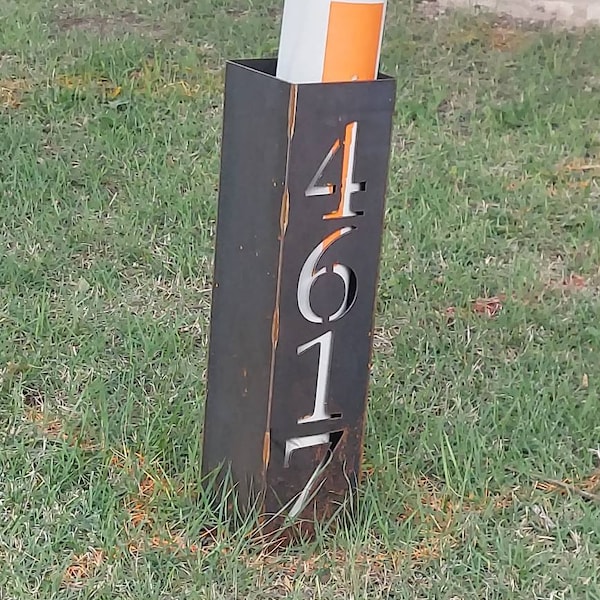 Address Column - Garden Pillar - / Steel Metal Art / Metal Decor ...