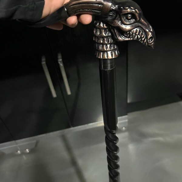 Hand Carved New Raven Skull Walking Cane, Trekking Companion Cane ...