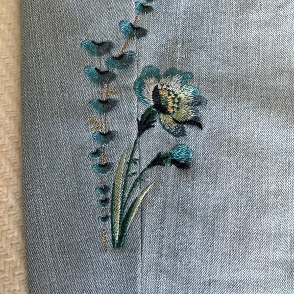 Watercolor Flowers Vertical Border - Machine Embroidery Design (digital ...