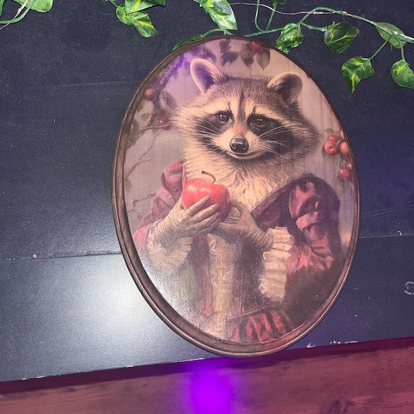 Miss Raccoon With Apple Victorian Portrait - Vintage Style Animal Wall ...