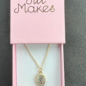 Oval Initial Gemstone Necklace, Gold Initial Necklace, Initial Pendant ...