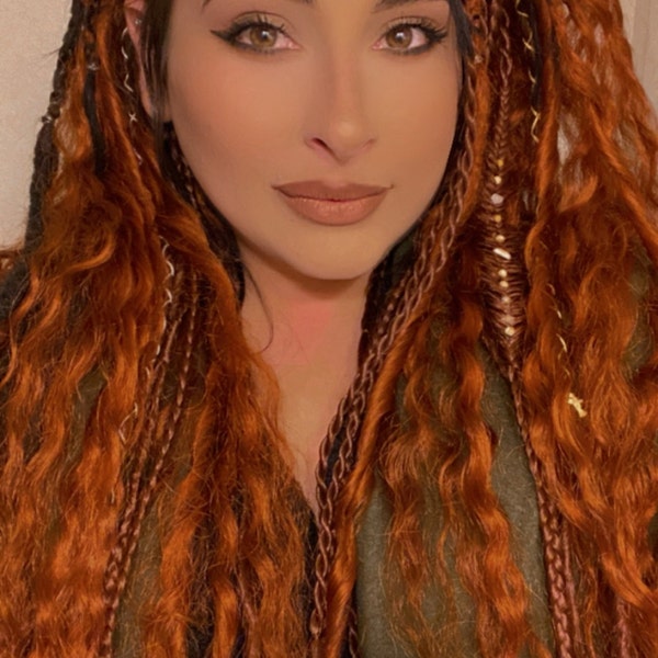 Red Orange Ginger Curly Dreads Synthetic Crochet Dreads Extensions ...
