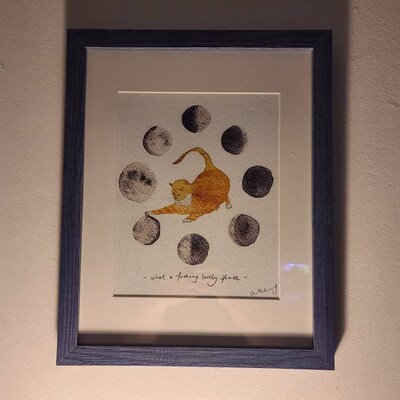 Moon Cat Signed Print by Zeppelinmoon - Etsy
