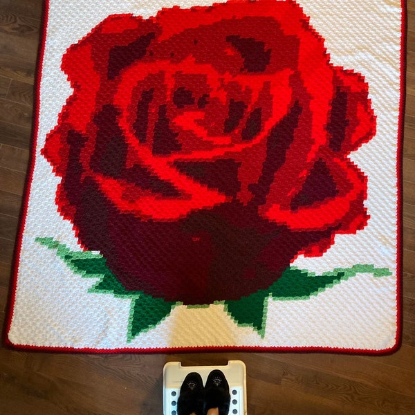 Red Rose Crochet Graph + C2C Row-by-row Counts; Instant PDF Download - Etsy
