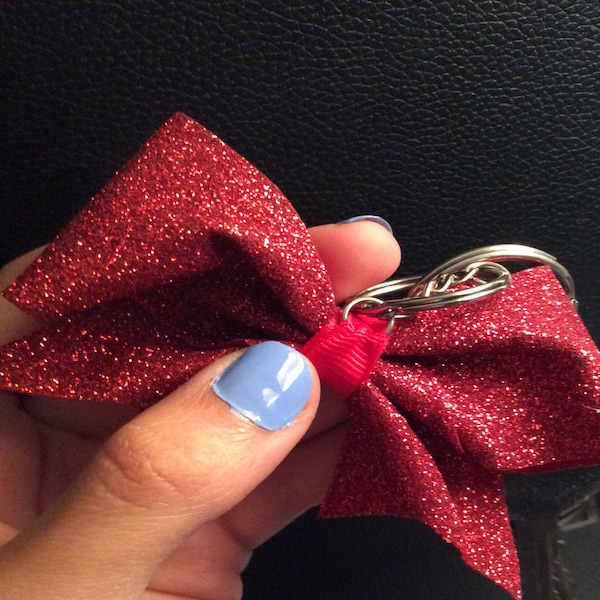 Glimmer Glitter Cheer Bow Key Chain - Etsy
