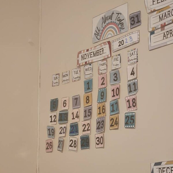 DIGITAL DOWNLOAD Boho Rainbow Theme All About Today Calendar | Circle ...