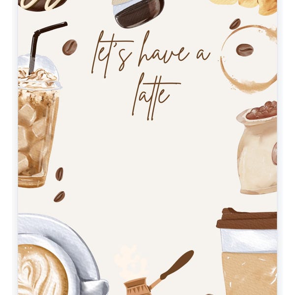 Self-editable Coffee Themed Birthday Invitation, Latte Fun, Coffee and ...