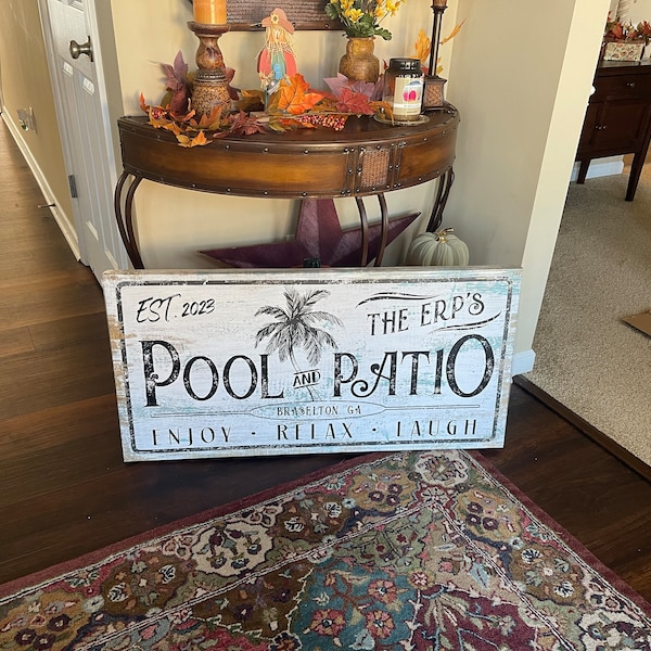 Personalized Pool & Patio Sign, Pool Sign, Swimming Pool Decor, Outdoor ...