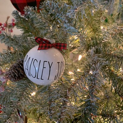 Rae Dunn Inspired Name Ornaments, Black White Checkered Ornaments ...