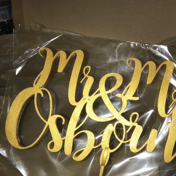 Custom Wedding Cake Topper Rose Gold Topper Mr & Mrs Cake Topper ...