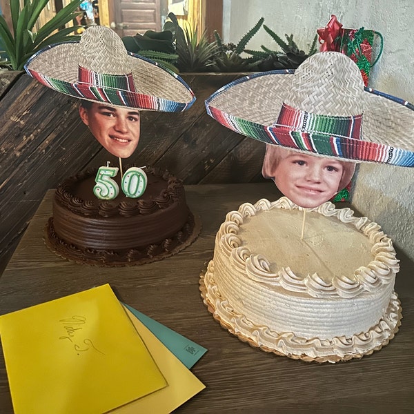 Sombrero Face Cake Topper, Mexican Sombrero Cake Toppers, Mexican ...