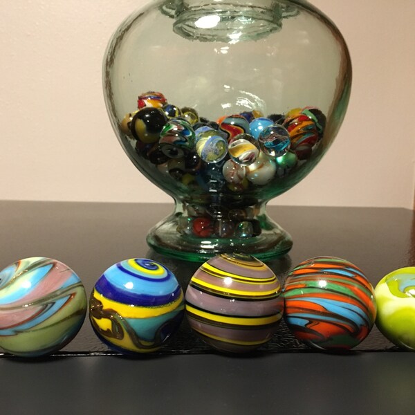 Choice of Variety of 16mm "serpent" (5/8th") Glass Mega Marble Players ...
