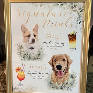 Custom Dog Bar Menu Sign Pet Wedding Drink Sign Pet Portrait - Etsy
