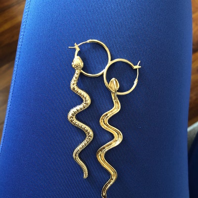 Snake Hoop Earrings, Snake Charm Earrings, Snake Charm Hoops, Snake ...