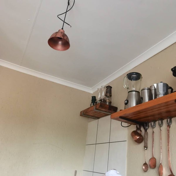 ANTIQUE PETROL COPPER Ceiling Light Shade Round Industrial Vintage ...