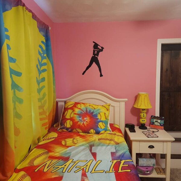 Custom Softball Wall Decal With Name and Jersey Number - Personalized ...