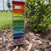 Stained Glass Panel,garden Suncatcher 'rainbow Stripes' Top Quality ...