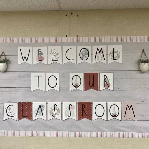 BOHO VIBES Bulletin Board Banners | Neutral Classroom Bunting ...