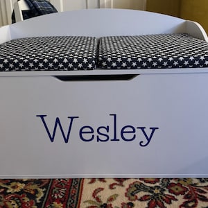 Foldable Toy Box Cushion - Blue & White Stars - Etsy