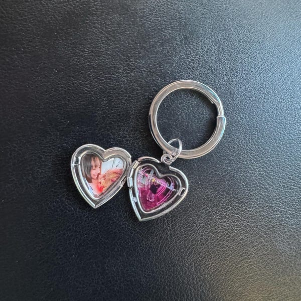 Customizable Photo Heart Locket Keychain, Photo Small Locket Keychain ...