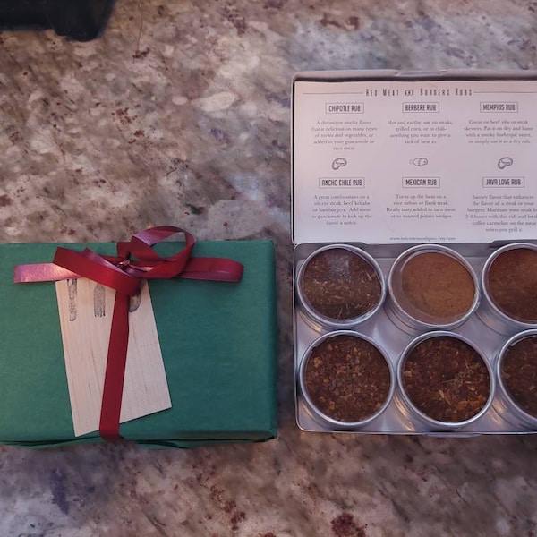 Gourmet BBQ Rub Set: Red Meat & Burger Seasoning Gift - 6 Savory Blends ...