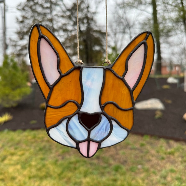 Cute Corgi Stained Glass Pattern Digital Download PNG PDF SVG Glass ...
