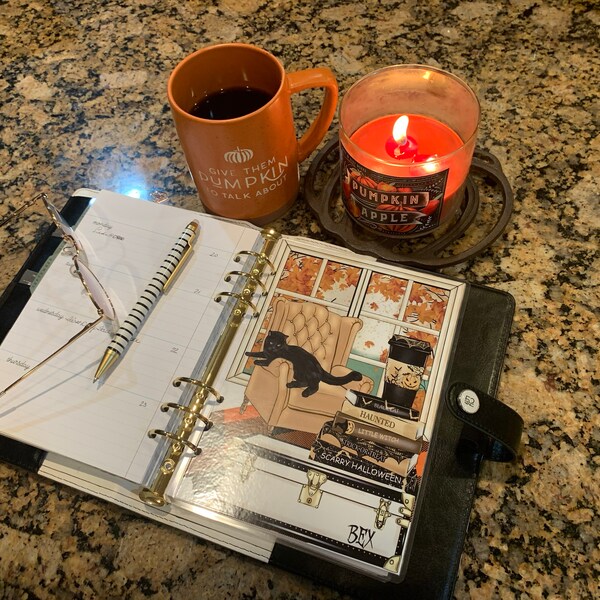 Black Cat Fall Planner Dashboard Insert or Cover Set for Your Planner ...