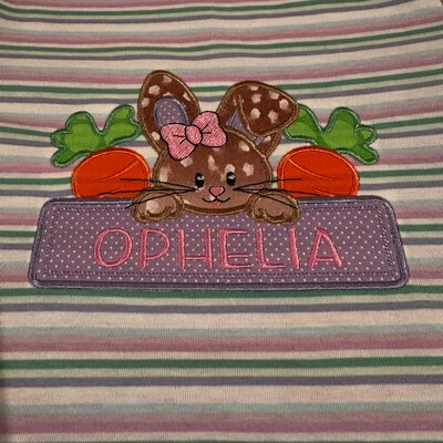 Bunny Name Plate Girl Applique Machine Embroidery Design Easter Happy ...