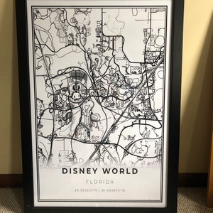 Disney World Map Print, Florida FL USA Map Art Poster, Kissimmee City ...