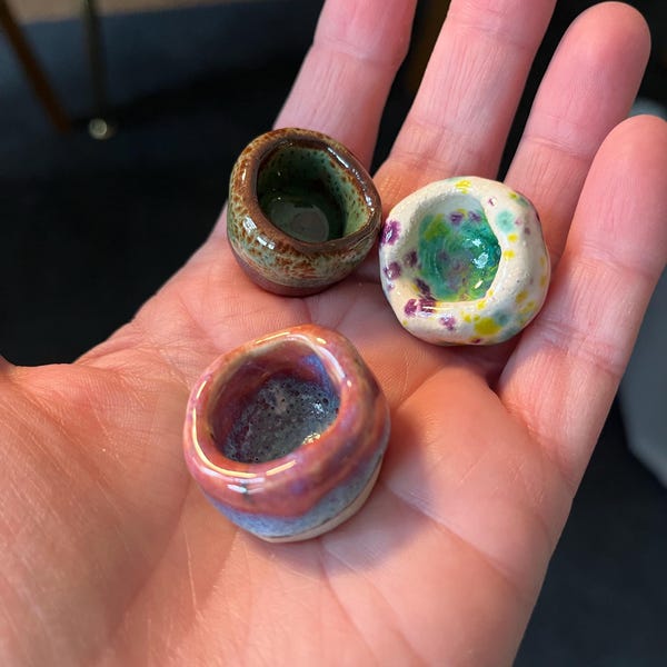 Tiny Ceramic Pinch Pots - Surprise Color Set of Three Mini Pots ...