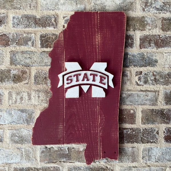 State of Mississippi Wood Pallet Sign, With Mississippi's Ole Miss Logo ...