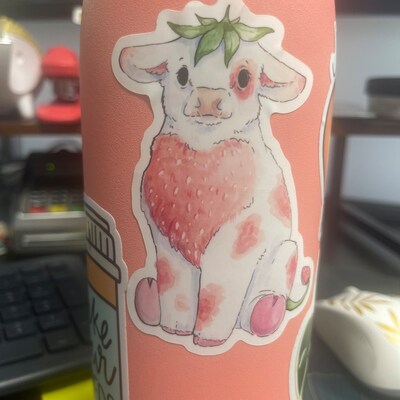 Strawberry Cow Sticker - Etsy