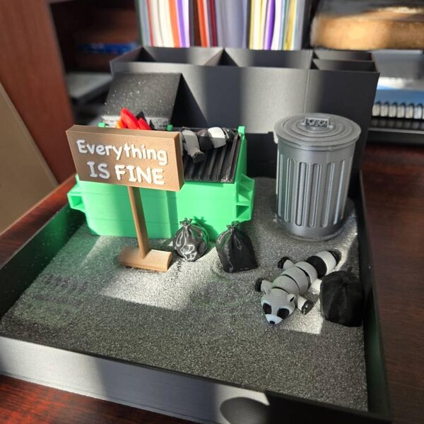 Dumpster Fire Zen Garden, Mini Desk Decor, Sensory Calming Sand Garden ...