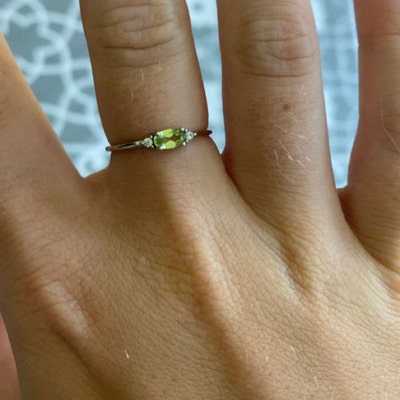 Natural Peridot Ring in Sterling Silver, Genuine Green Periot Ring ...