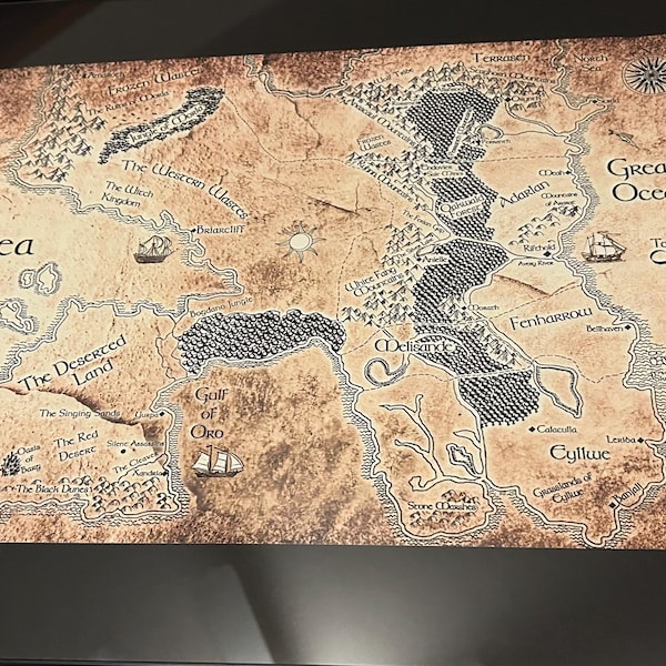 Fourth Wing & Iron Flame World Map Aluminum Print - Rebecca Yarros Art ...