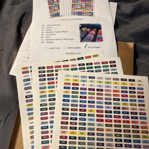 DMC Floss Labels - Solid Color, Floss Image and White. - Etsy