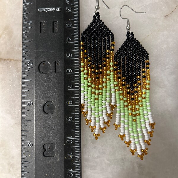 Black Feather Earrings Seed Bead Fashion Earrings Beaded Jewelry ...