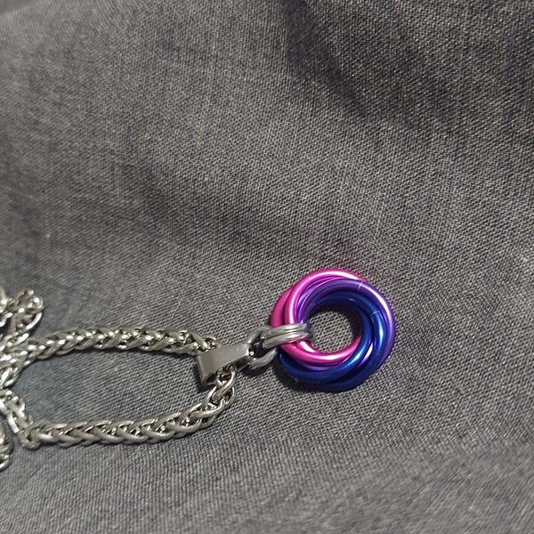 Gay Pride Pendant, Rainbow LGBTQ Flag Necklace, Chainmail Scale Charm ...