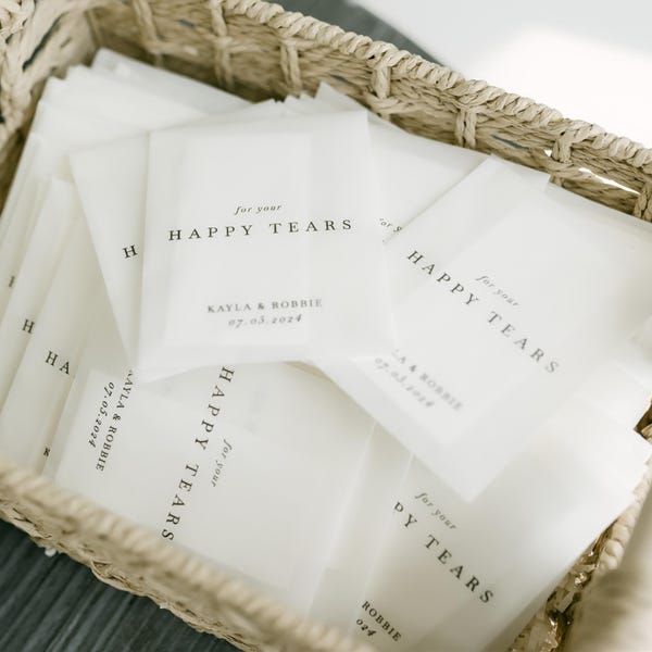 Happy Tears Tissue Packets | Wedding Tissues | for Your Happy Tears ...