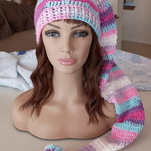 Pattern/super Long Super Easy Crochet Stocking Cap Pattern/crochet Hat Pattern/crochet Stocking ...