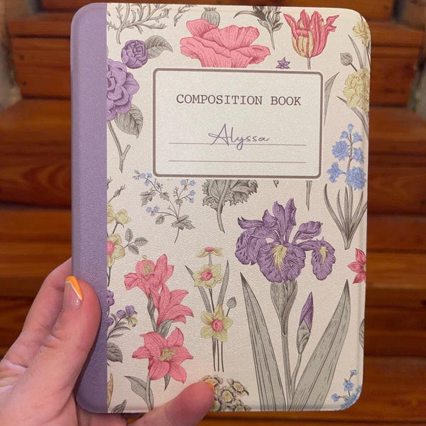 Purple Floral All New Kindle 11th Gen 2024 Case Composition Book Kobo ...