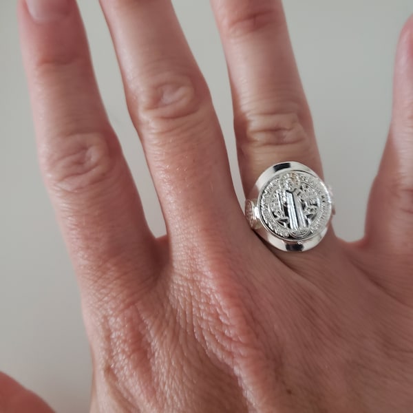 Saint Benedict Ring, Sterling Silver Saint Benedict Ring, Sterling ...